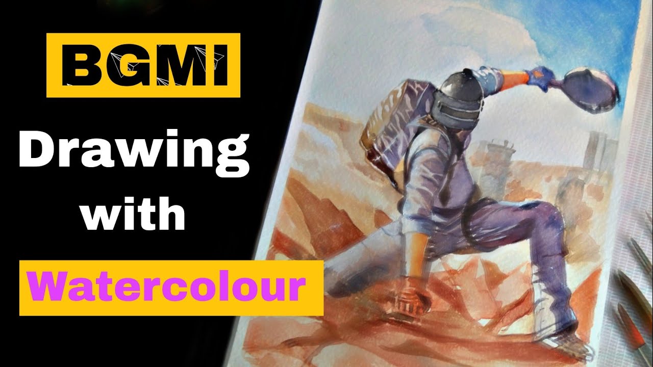 watercolour gave a new look | bgmi poster drawing কেনেকৈ আঁকিব🔥🖌️ - YouTube
