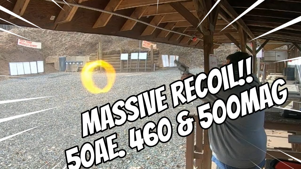 50 cal Desert Eagle, 460 and 500 Mag lots of recoil and lots of slow mo ...