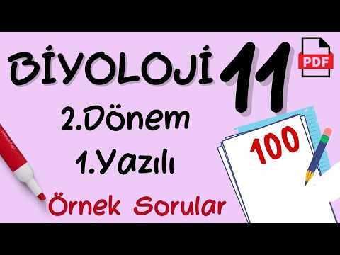 Biyoloji 11. Sınıf 2. Dönem 1. Yazılı Örnek Sorular Biyoloji 11 yazılı +PDF