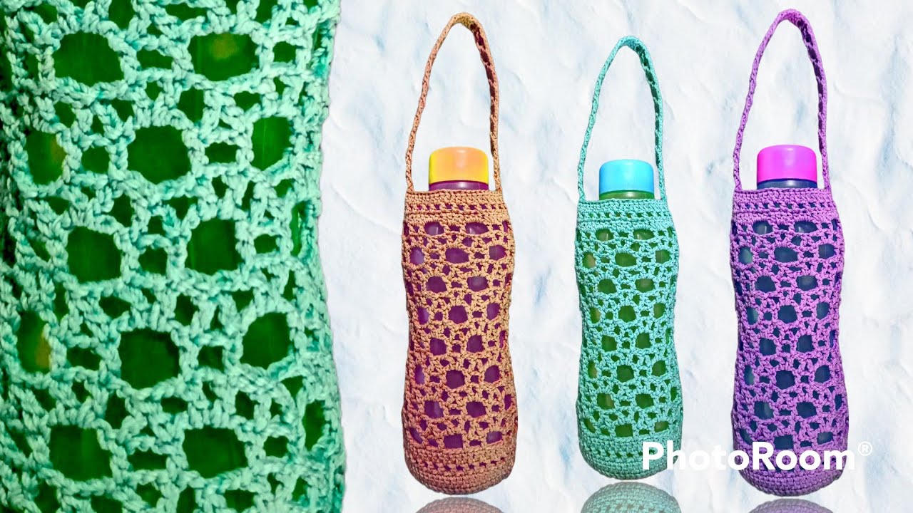 Cara Merajut Sarung Botol Motif Jaring Bulat mudah Untuk Pemula ...