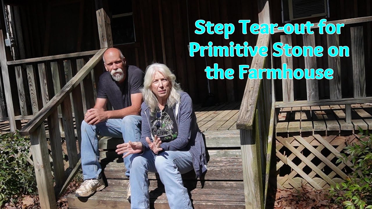 Primitive Rock Steps, Cabin Porch facelift Part 1. #tinycabin # ...