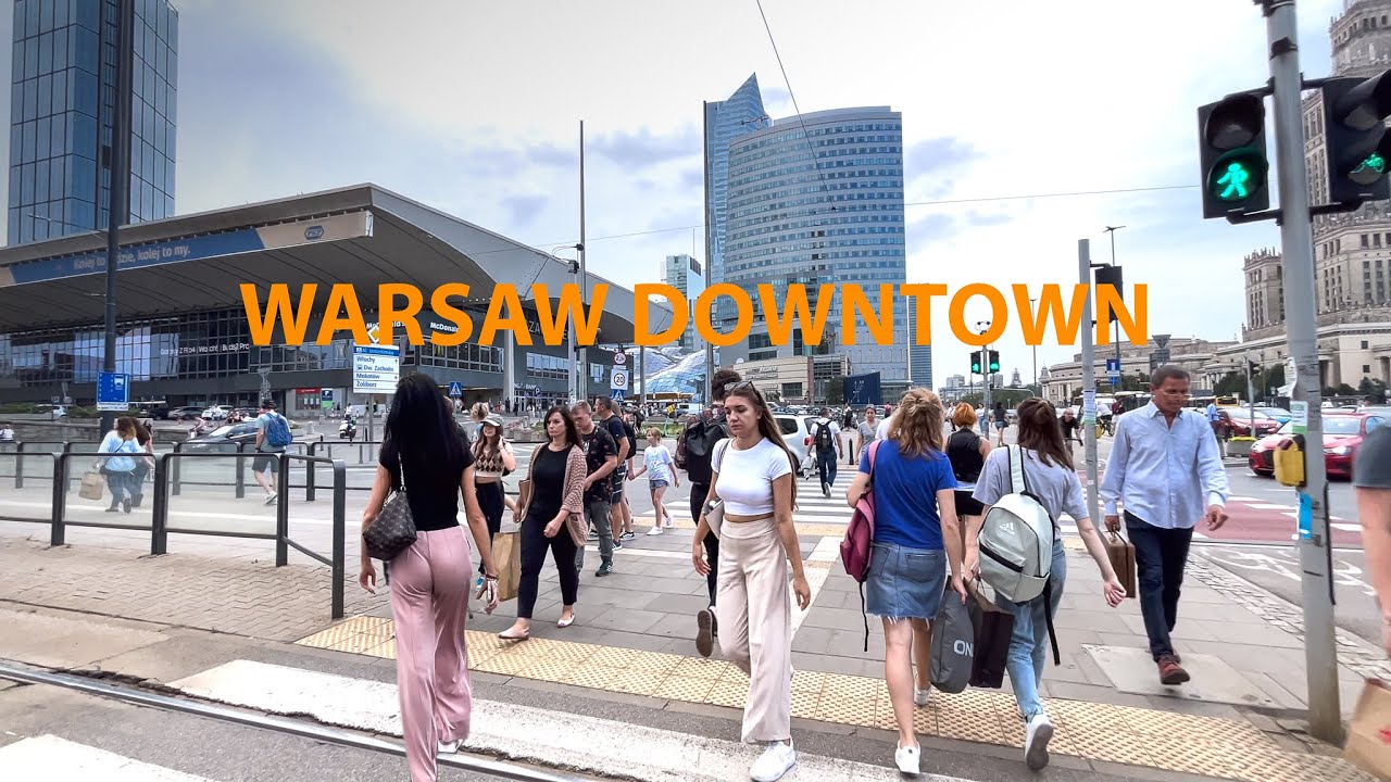 Walking Tour Downtown - Warsaw City Poland , 4K 60fps, City Walk ...