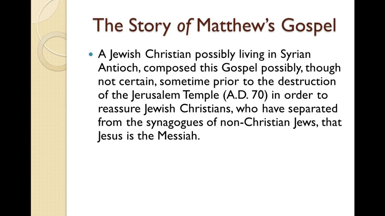 Background of Matthew's Gospel - YouTube