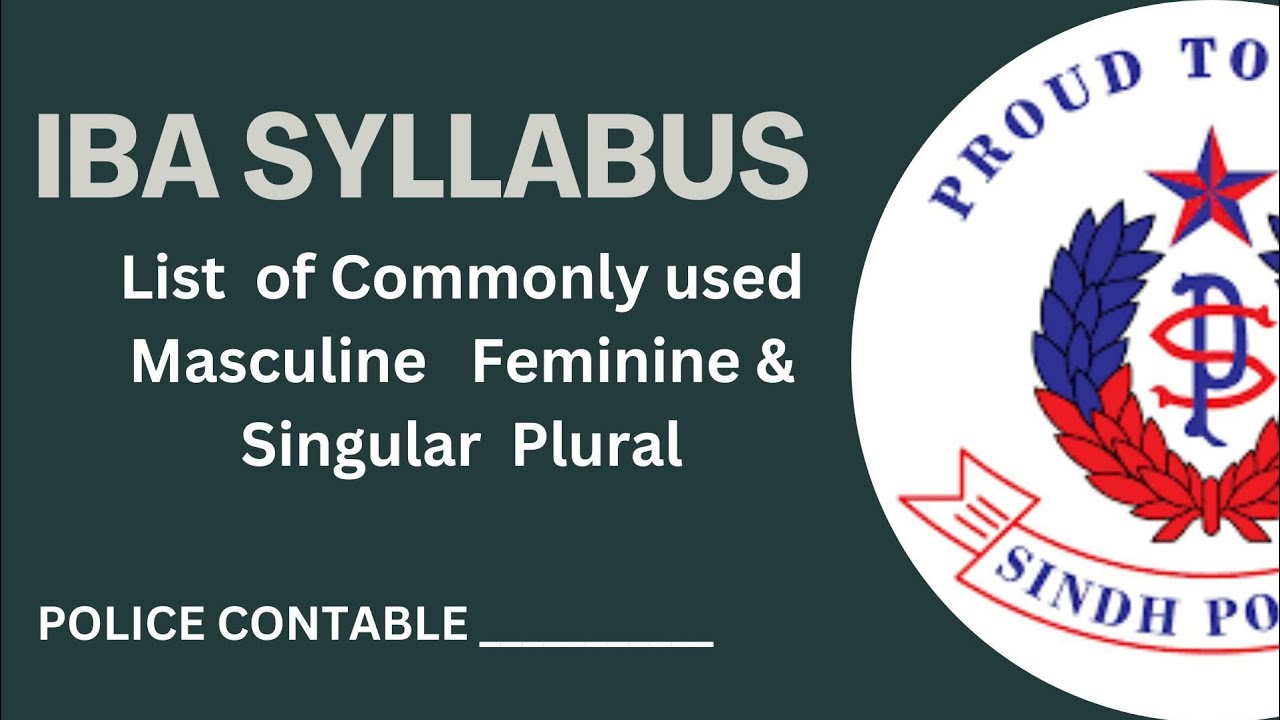 IBA Syllabus List of commonly used Masculine , Feminine & Singular ...