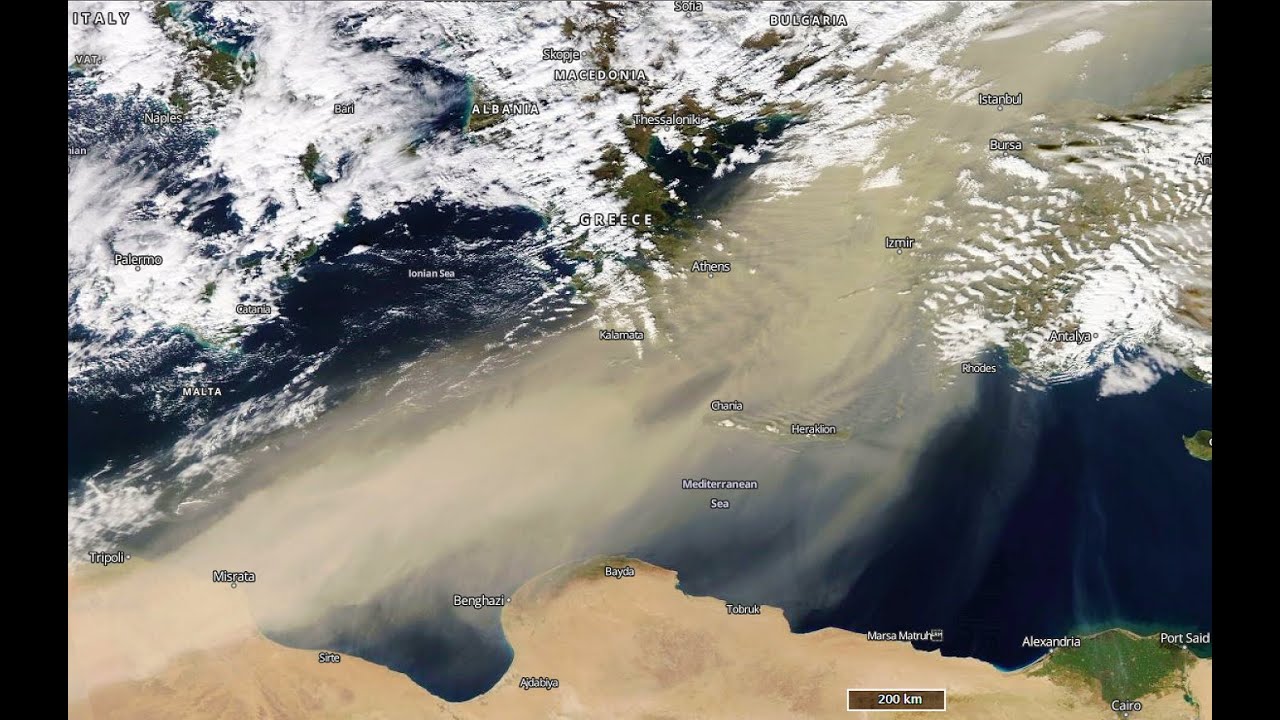 A strong outbreak of Saharan Dust - YouTube