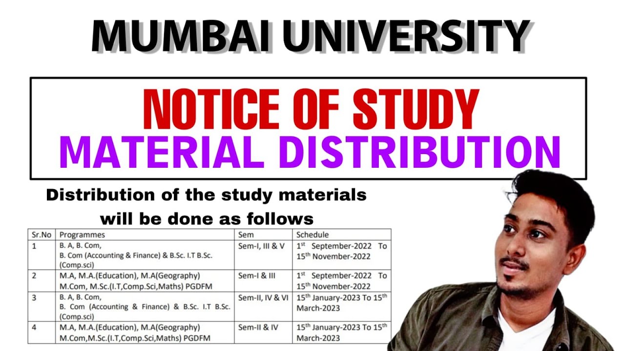 Mumbai University Notice of Study Material Distribution | Suraj Patel ...