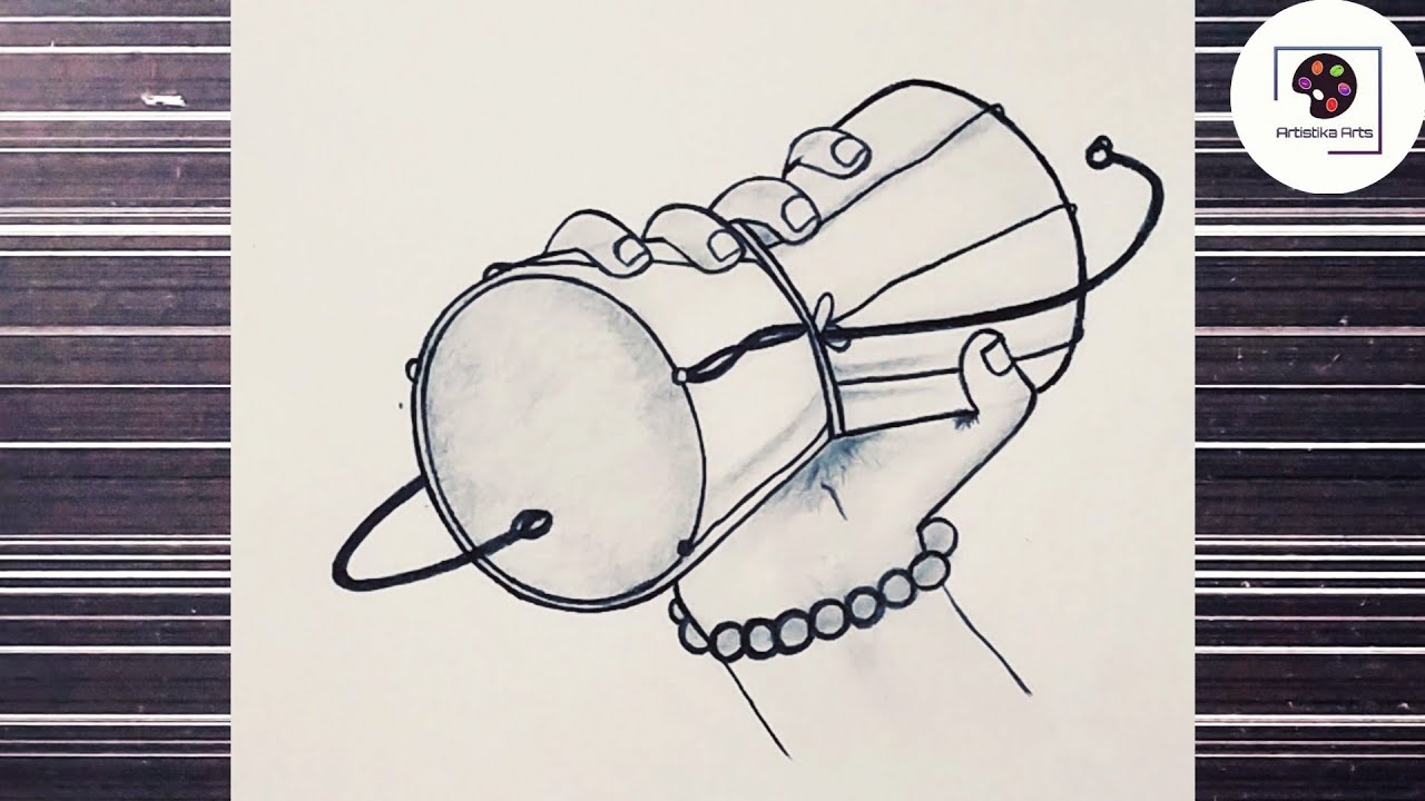 Damru Drawing || Mahadev Damru Drawing || Damru Drawing For Beginners ...