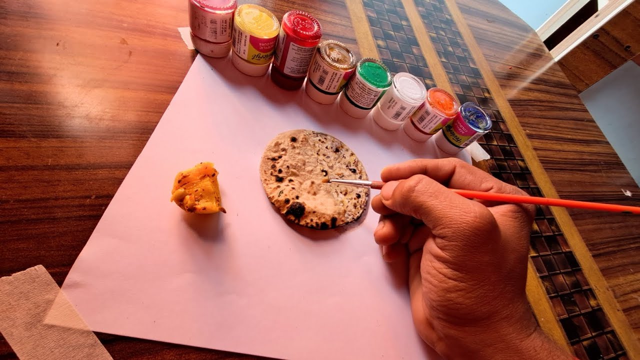 "Mastering Realism: Painting a Perfect Roti with Acrylics"|🍪🥣|#art # ...