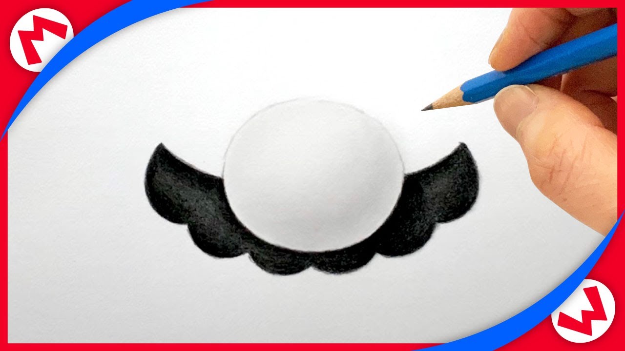Drawing Super Mario's 3D face with pencil sketch - YouTube
