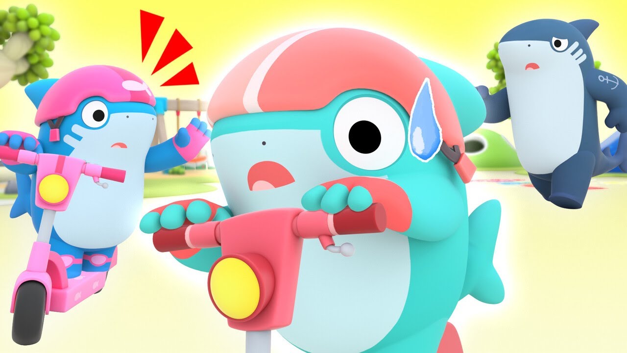 SAFETY TIPS SONG: BABY SHARK rides a scooter! | Good Habits for Kids ...
