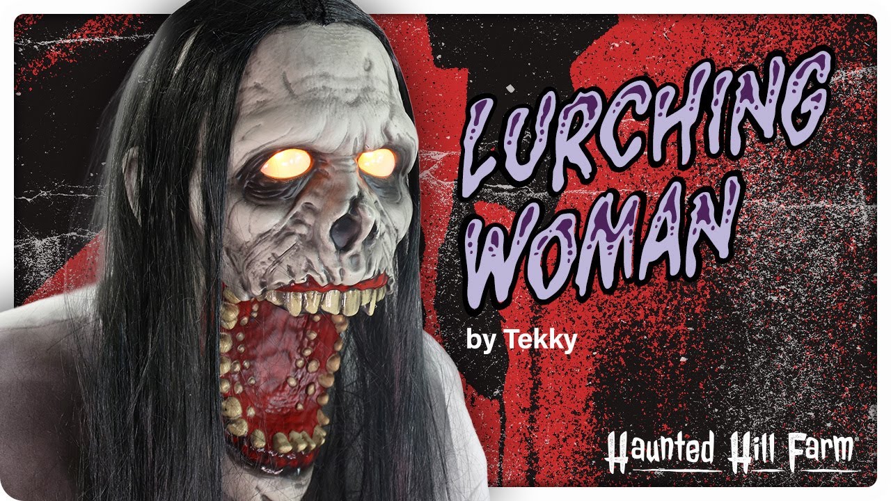 Haunted Hill Farm 5.9 ft. Motion-Sensor Lurching Woman Halloween Animatronic by Tekky - YouTube