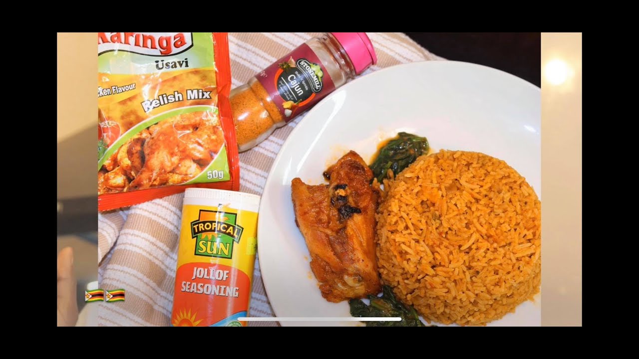 Jollof rice (Zimbabwean version served with sweet chilli chicken ...