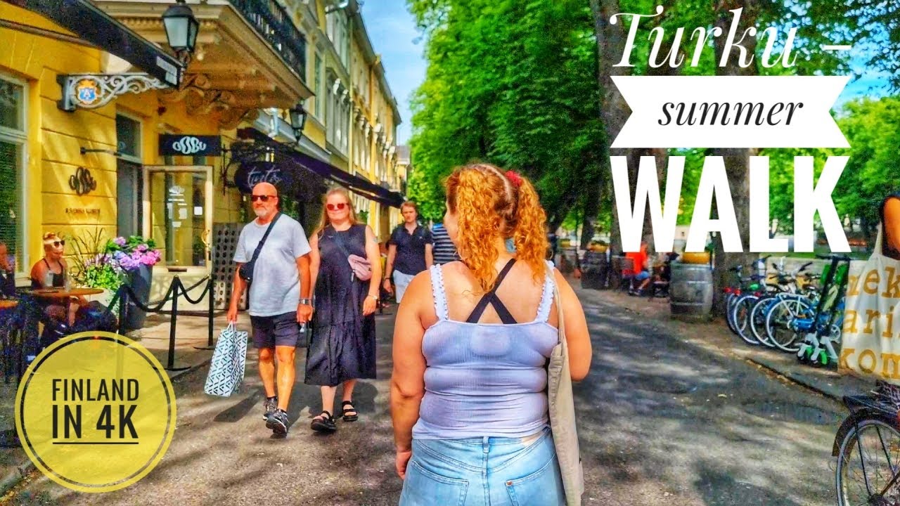 Summer Walk at Turku Aurajoki Beach Boulevard Finland - YouTube