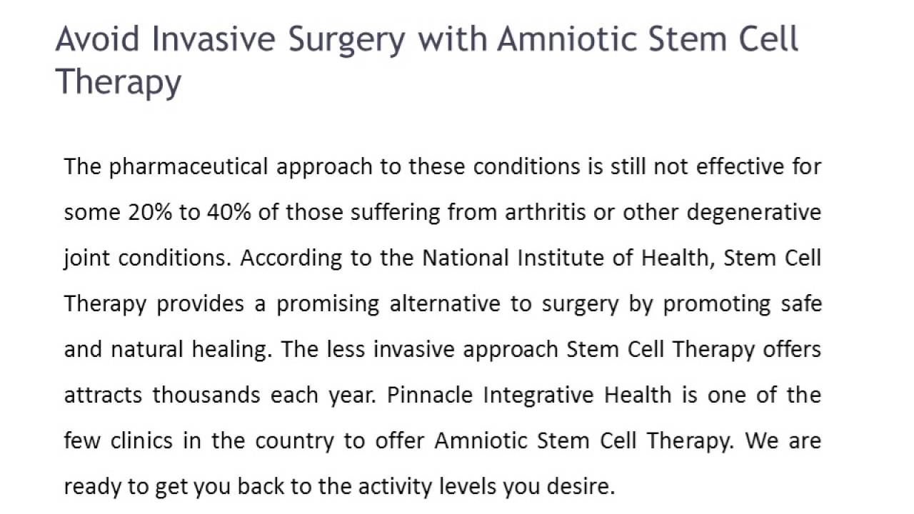 Effective Amniotic Stem Cell Therapy for Joints by Pinnacle - YouTube