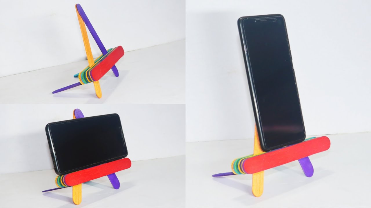 DIY Popsicle stick mobile stand | Icecream Stick Stand - YouTube