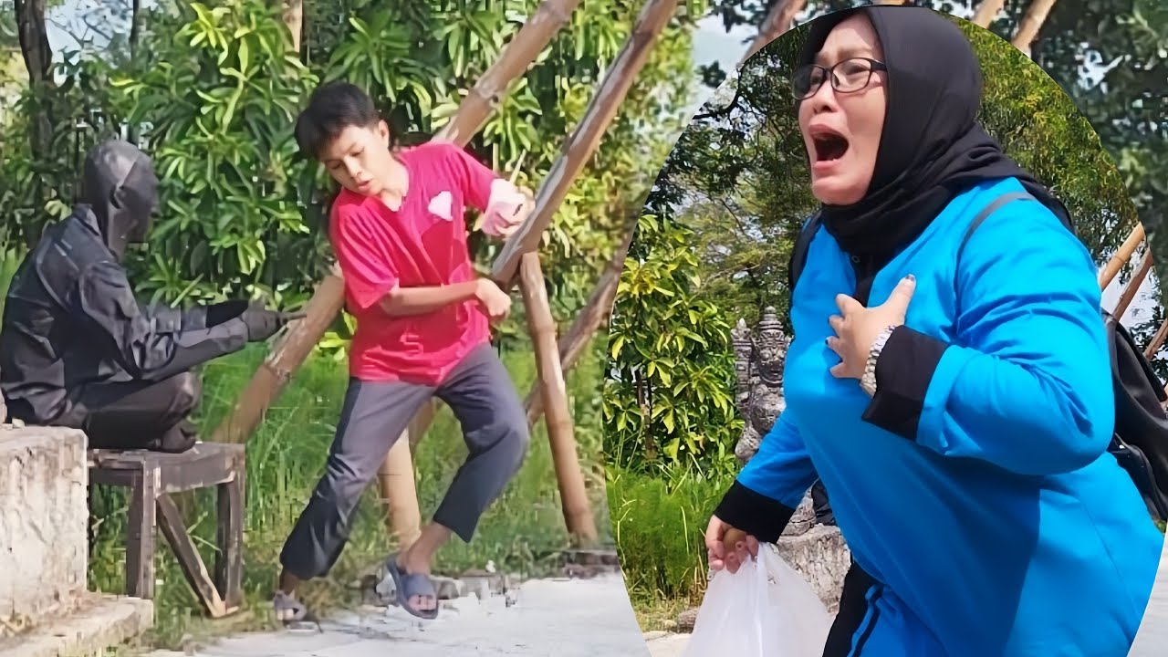 PRANK MANUSIA PATUNG BERSEMEDI !! HUMAN STATUE PRANK INDONESIA !! - YouTube
