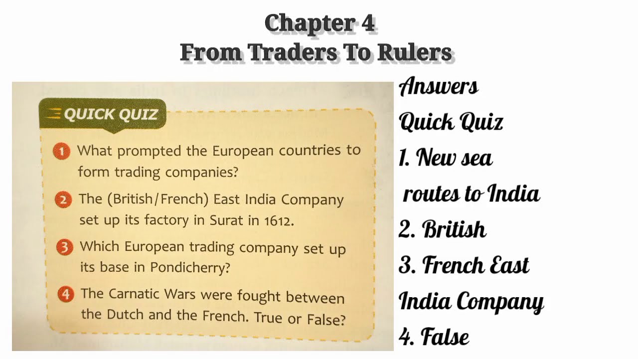From Traders To Rulers | Chapter Exercises | Class 8 ICSE - YouTube