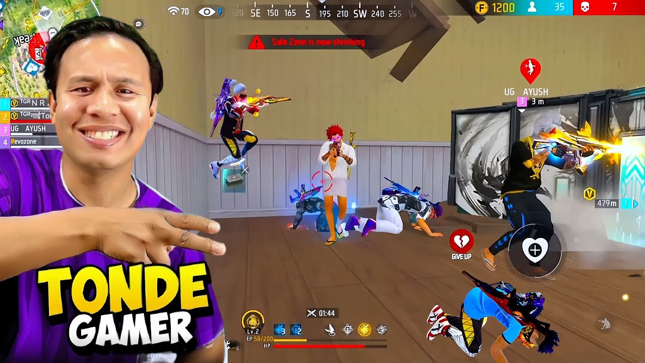TONDE GAMER With V Badge YouTuber 😱 Gold To GrandMaster 🥵 Live GamePlay ...