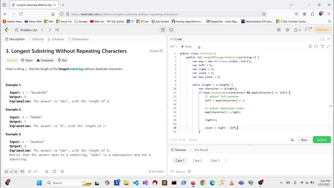 Longest Substring Without Repeating Characters - LeetCode 0003 - YouTube