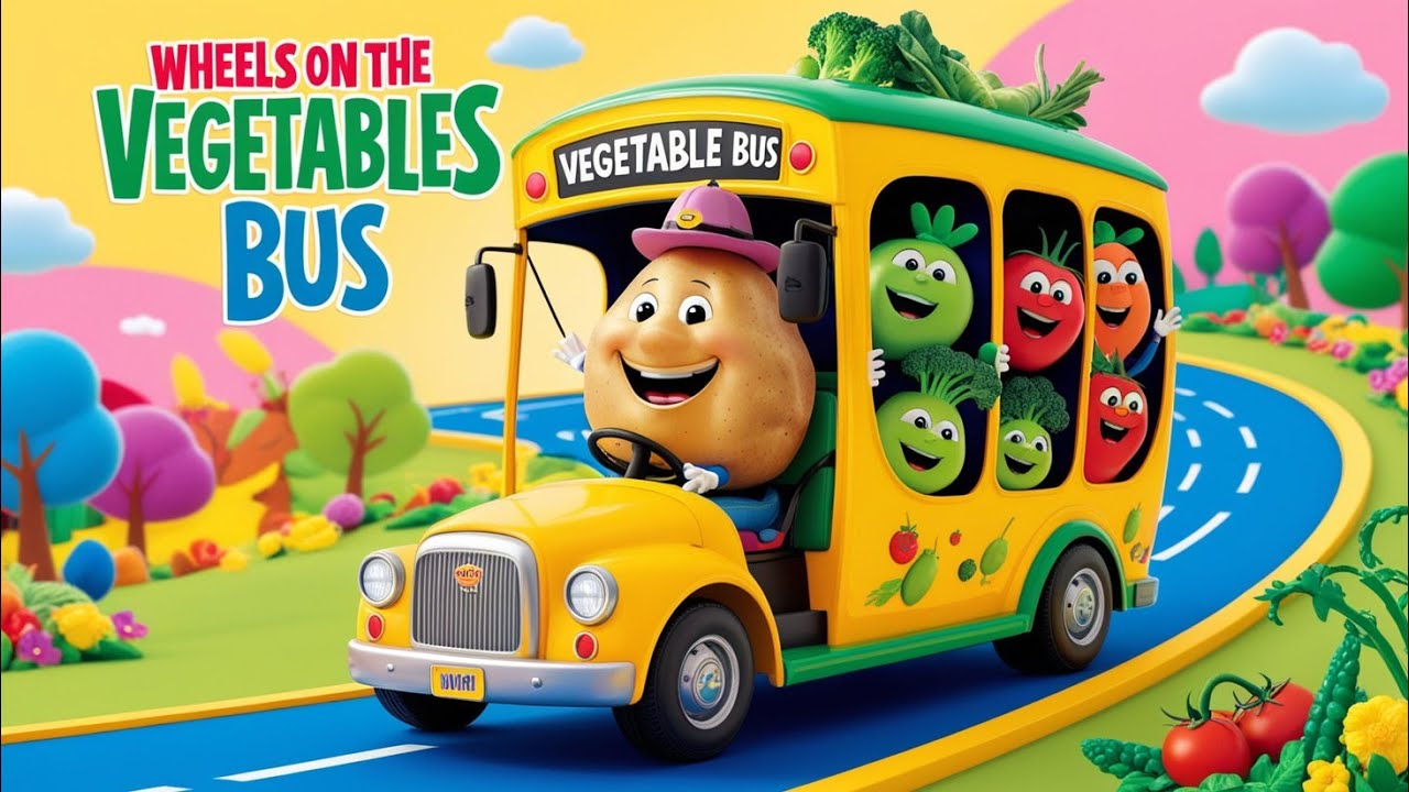 "🚍🎶 Wheels on the Vegetable Bus - Catchy Nursery Rhyme for Kids! 🌟 Sing ...