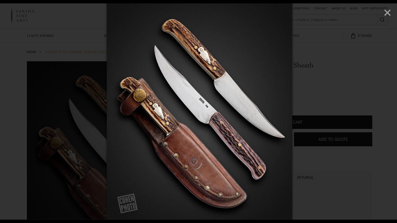 Hunter with Original Leather Sheath by William Wales Scagel, EXTREMELY ...