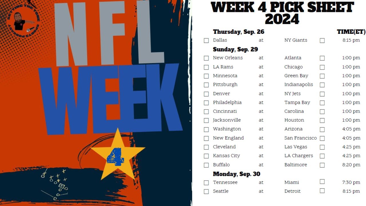 NFL Pick'em Week 4 - YouTube