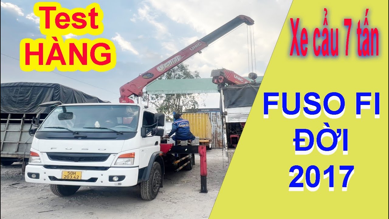Xe cẩu tự hành 7 tấn cũ Fuso FI đời 2017 cẩu Unic 503 - YouTube