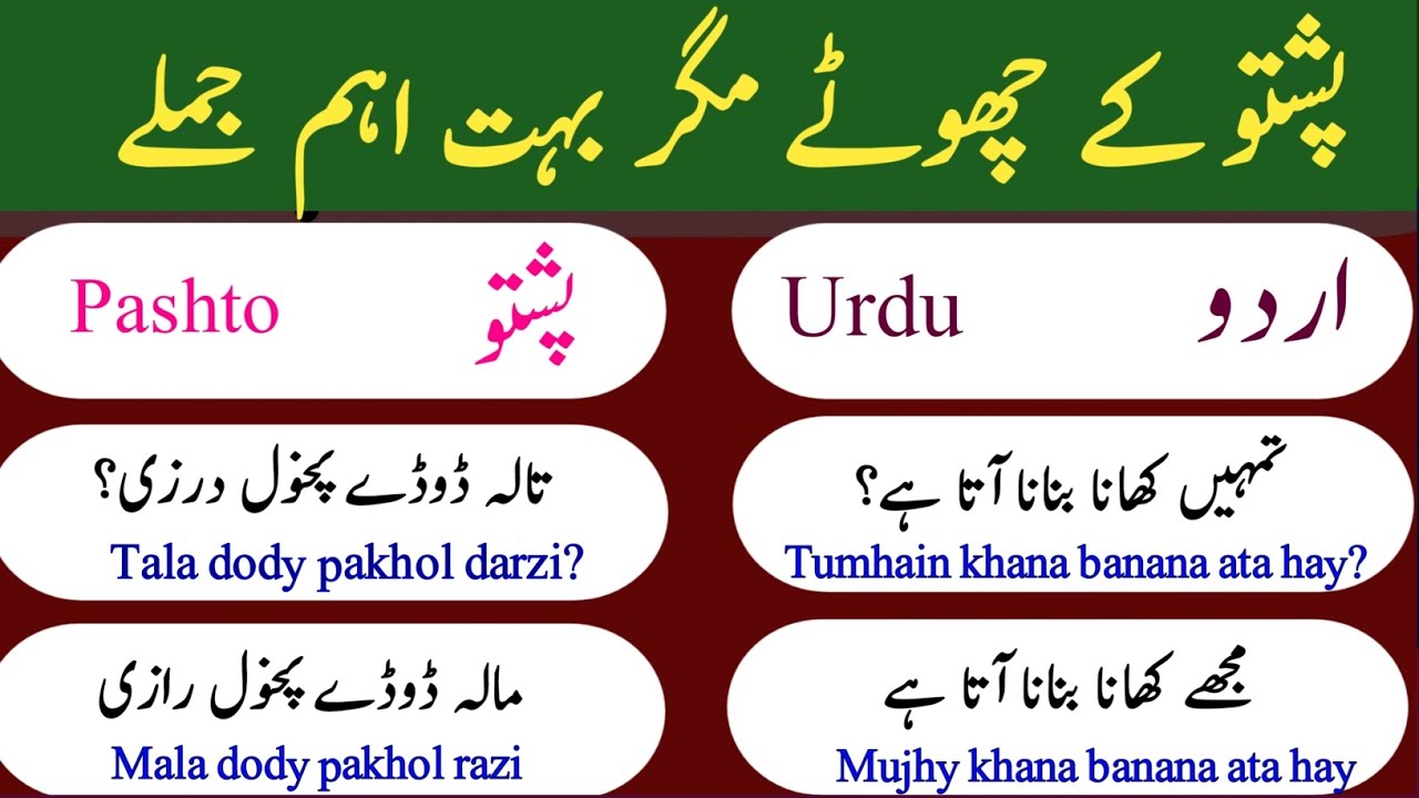 pashto question and answer | learn pashto through urdu | pashto bol ...