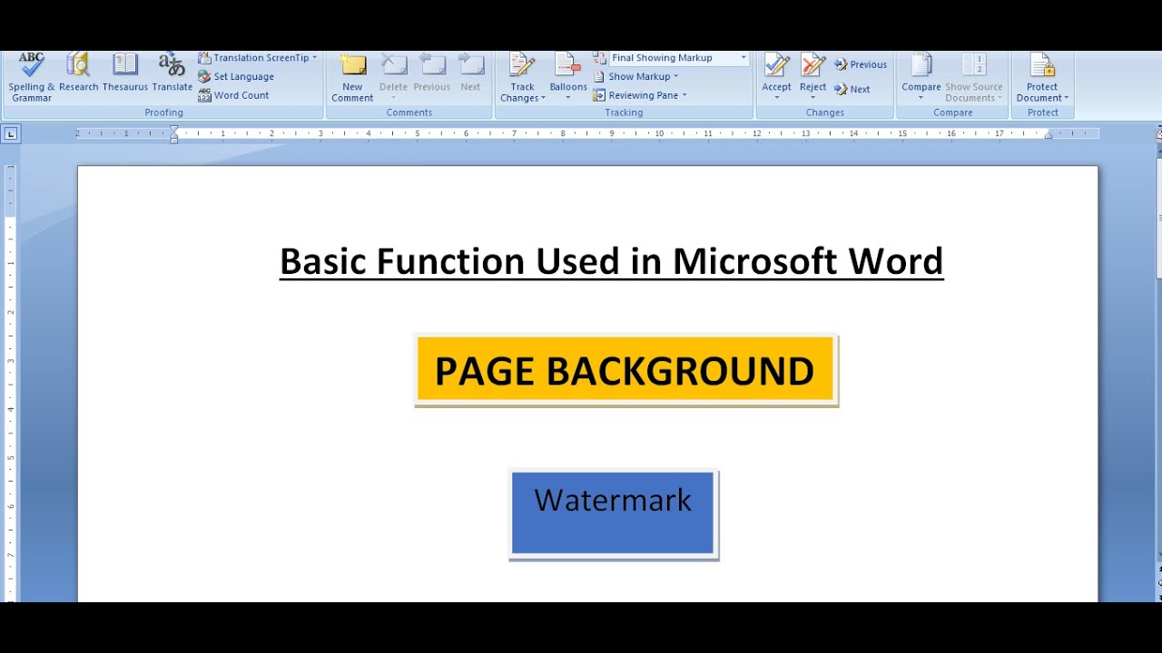 Watermark MS Word 2007 In Hindi YouTube
