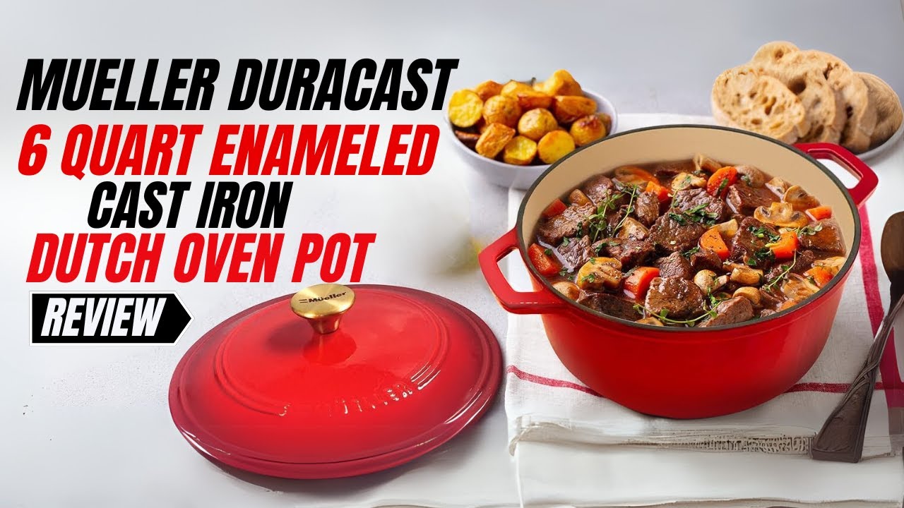 Mueller DuraCast 6 Quart Enameled Cast Iron Dutch Oven Pot Review - YouTube