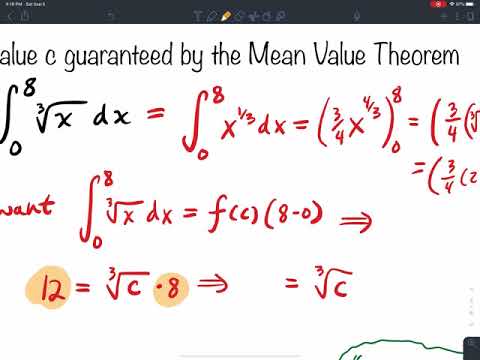 5.4.8 The Mean Value Theorem Of Integration (Find c Value Such That It ...