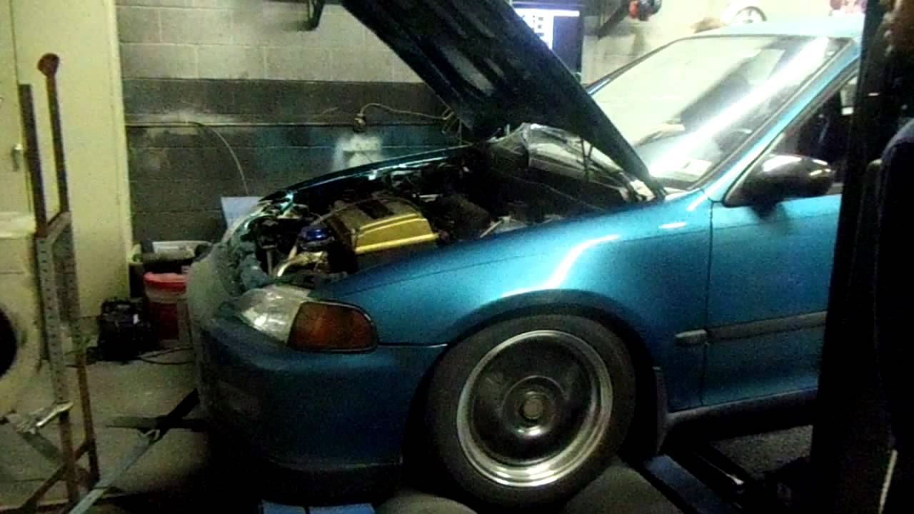 ls Vtec civic 12 psi dyno 292hp 50trim ycunderground tuned - YouTube