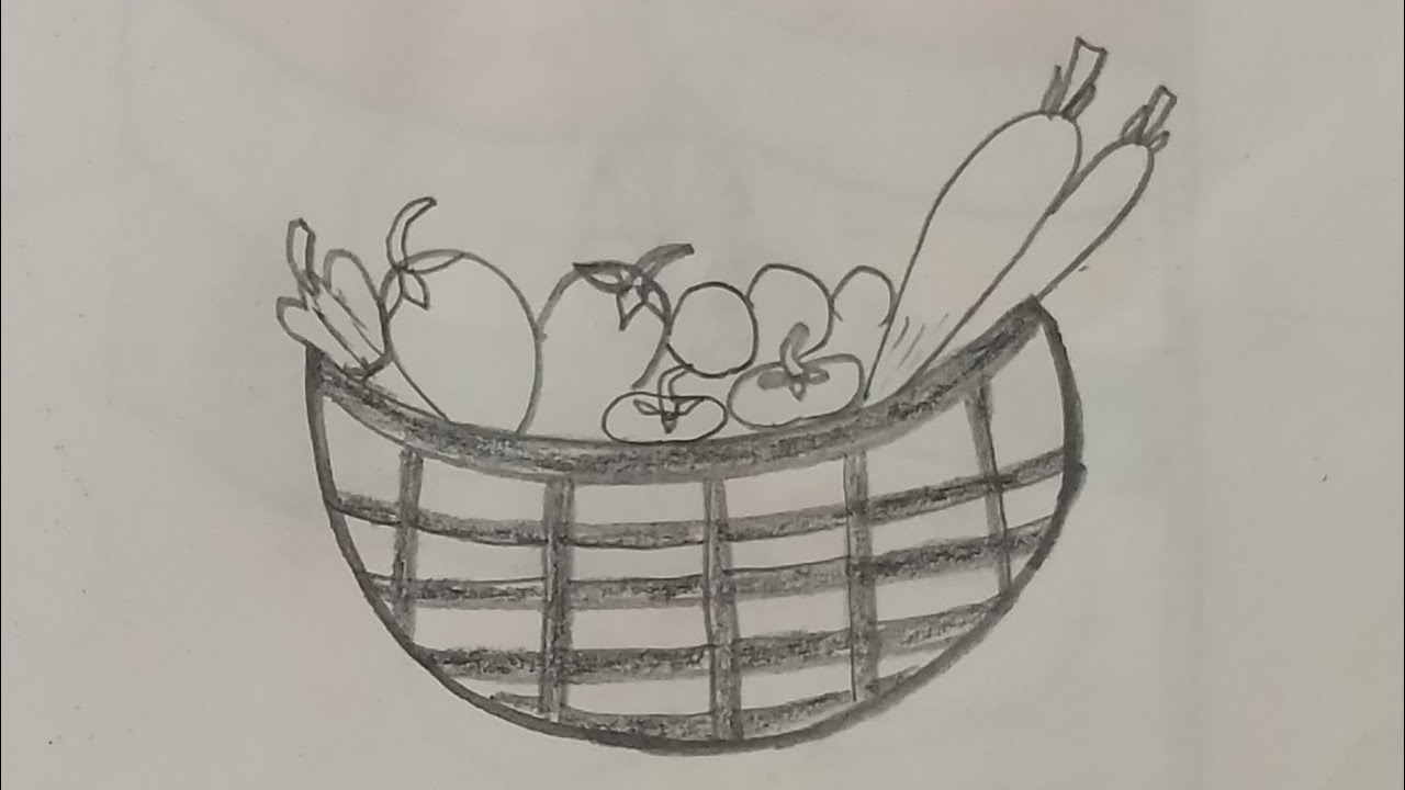 How To Draw Very Easy Vegetables Basket Drawing Video ||Abhisoni ...