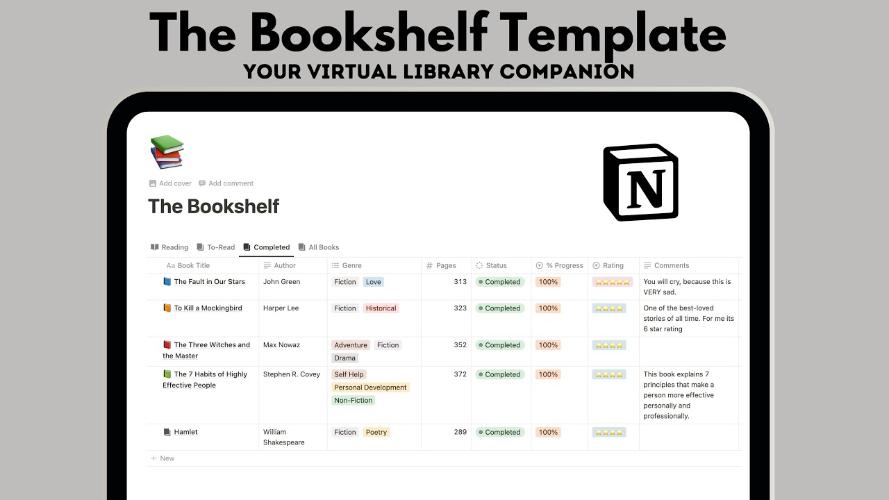 Organize Your Books | Notion Bookshelf Template - YouTube