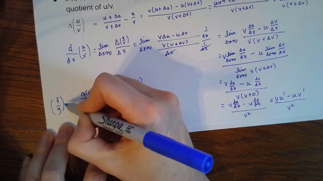 Calc 1 Sec 3-2 Quotient Rule - YouTube