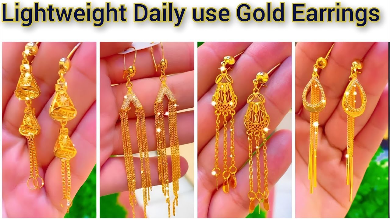 Lightweight Gold Earrings// Latest Lightweight Gold Earrings// Daily ...