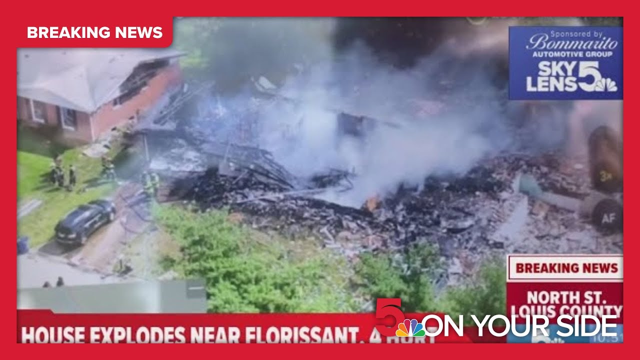 Drone footage - Home explosion, fires in Florissant, Missouri - YouTube