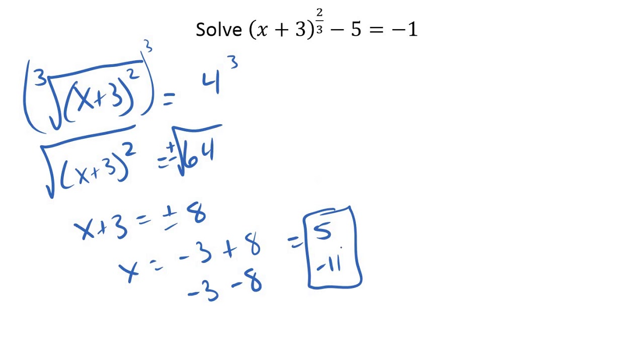 Algebra 2 Introduction to Radical Equations - YouTube