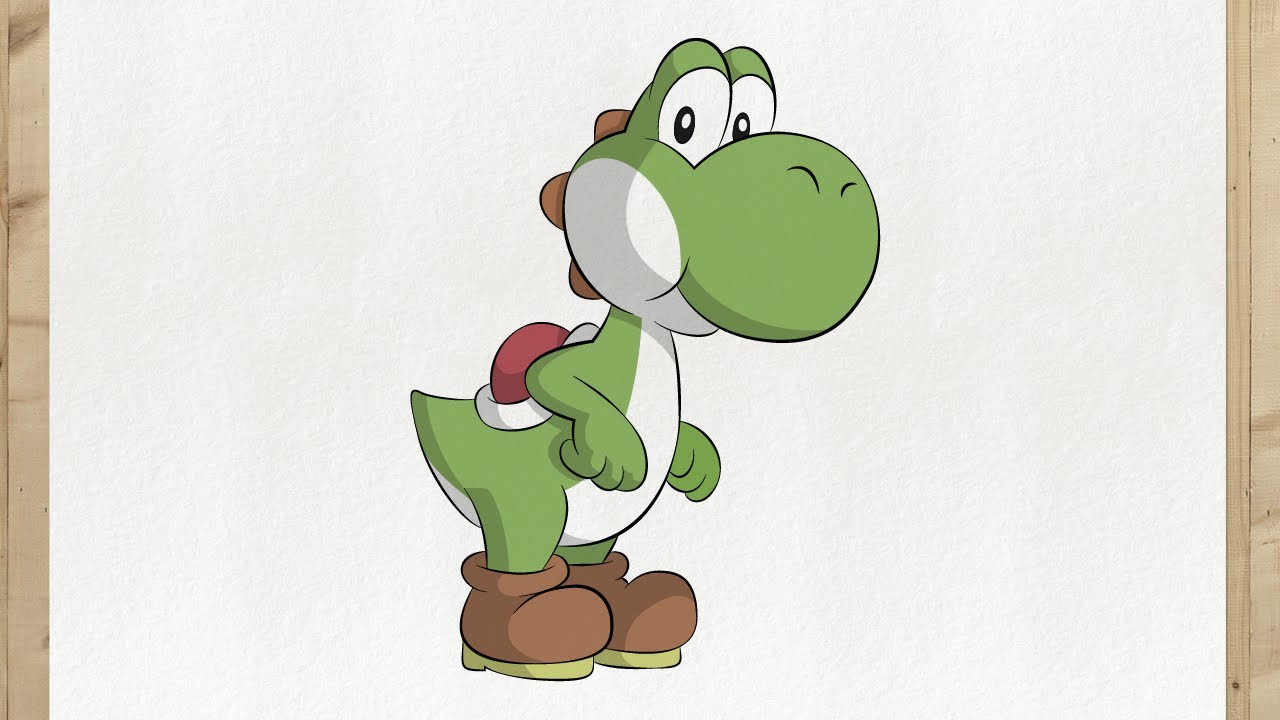 How to draw YOSHI (Mario Bros) very easy step by step - YouTube