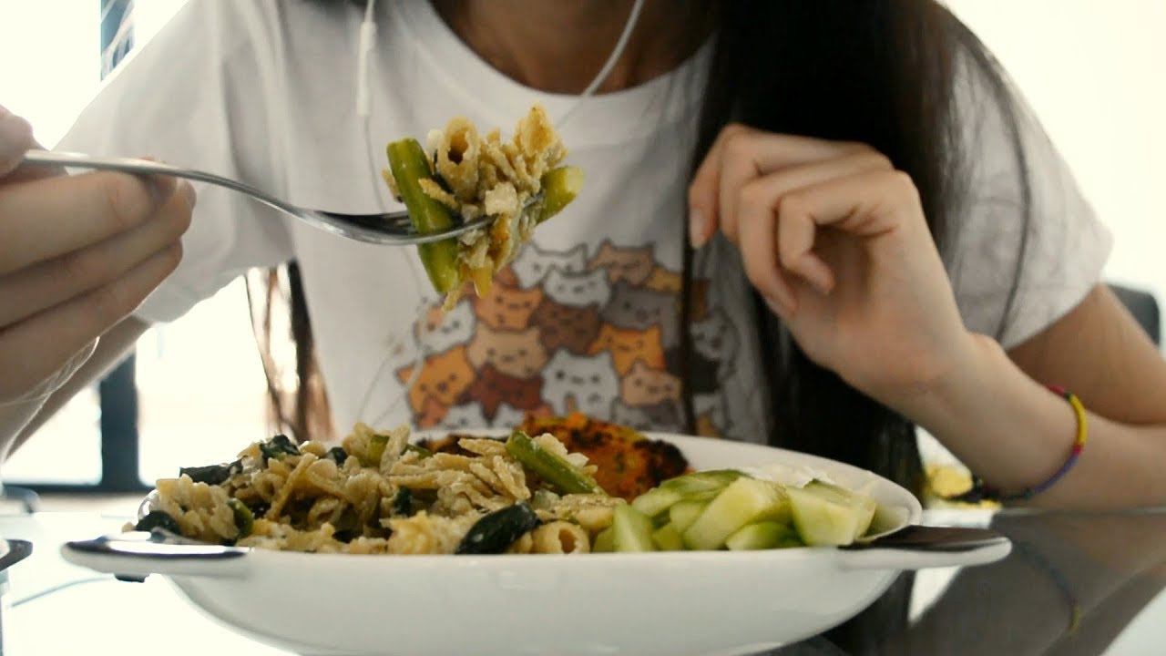 ASMR Pasta&Vegetable Pancake - EATING SOUND - NO TALKING - YouTube