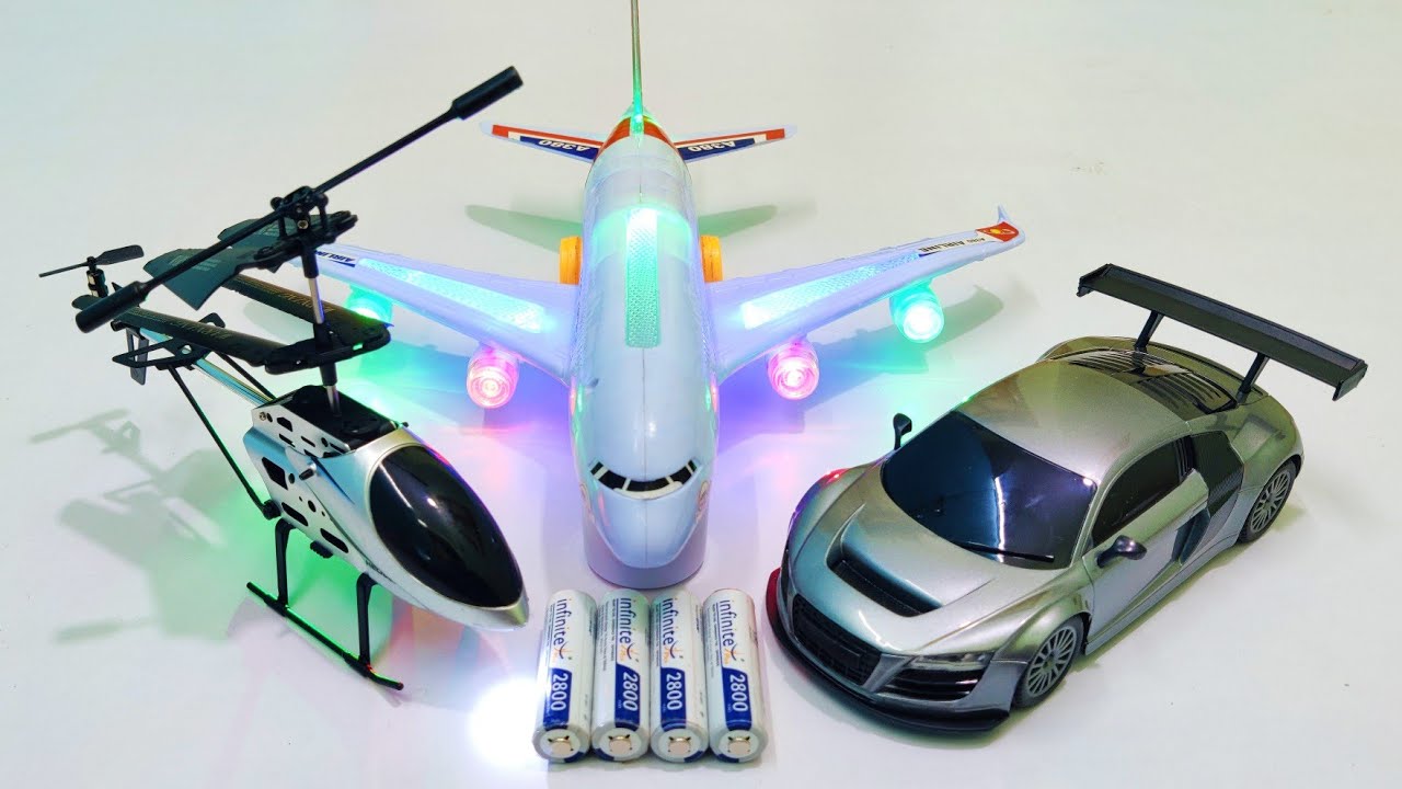 3D Lights Airplane A38O & 3D Lights Rc Car & Radio Control Helicopter ...