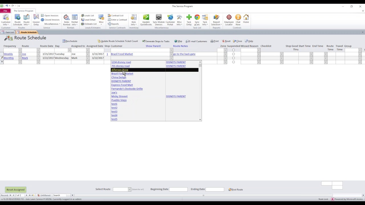 How to Build the route schedule which is used for recurring services ...