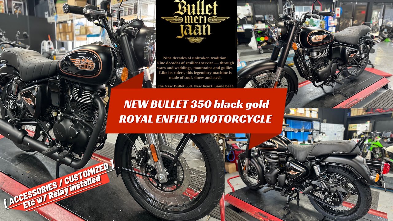 NEW BULLET 350 black gold || ROYAL ENFIELD MOTORCYCLE - YouTube