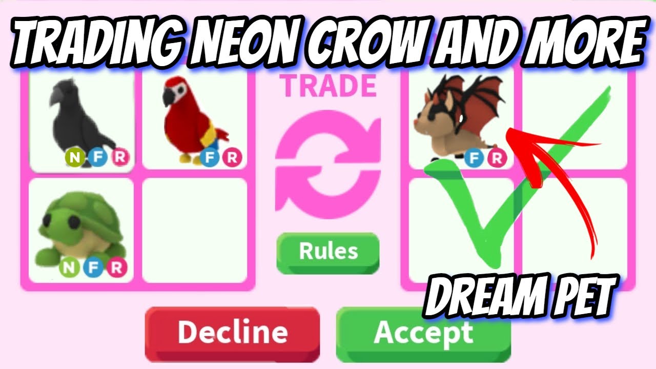 Trading NEON CROW and more - adopt me - YouTube
