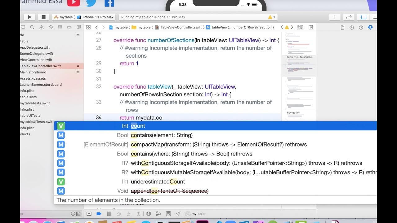 35 Swift Xcode Table View & Arrays - YouTube