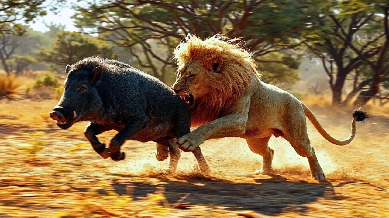 Lion vs Wild Boar: The Most Shocking Jungle Battle Caught on Camera (4k ...