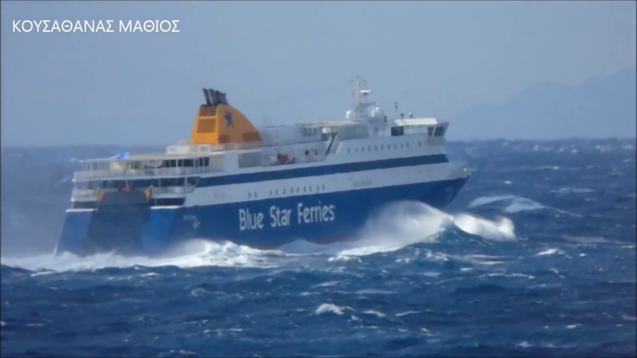Rough seas in Aegean Sea Greece - BLUE STAR PAROS - YouTube