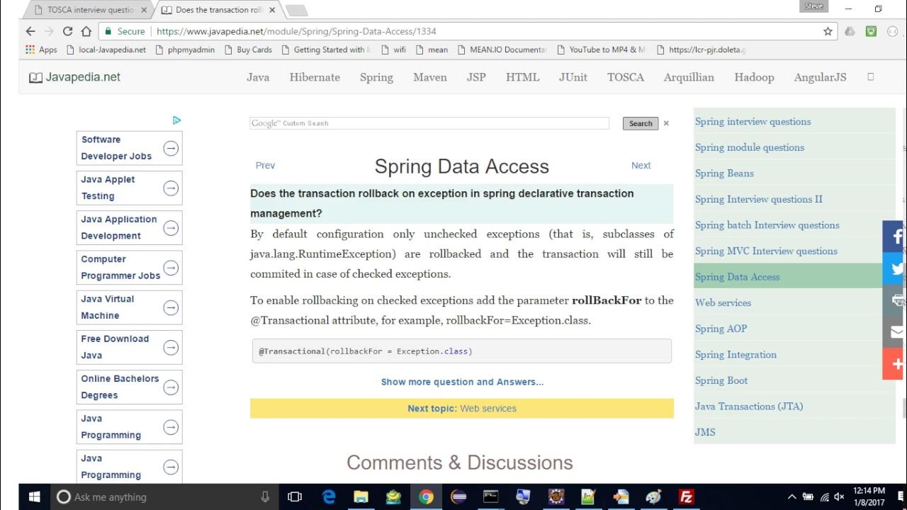 Does the transaction rollback on exception in spring transaction management? | javapedia.net ...