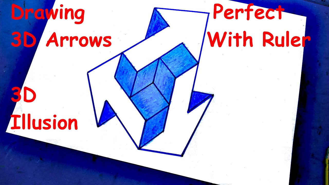 Drawing Perfect 3D Arrows With Ruler | Drawing 3D Illusion | Oil ...
