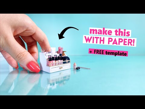 Miniature MAKEUP ORGANISER + BRUSHES & NAIL POLISH for DOLLHOUSES! DIY make-up for BARBIE dolls